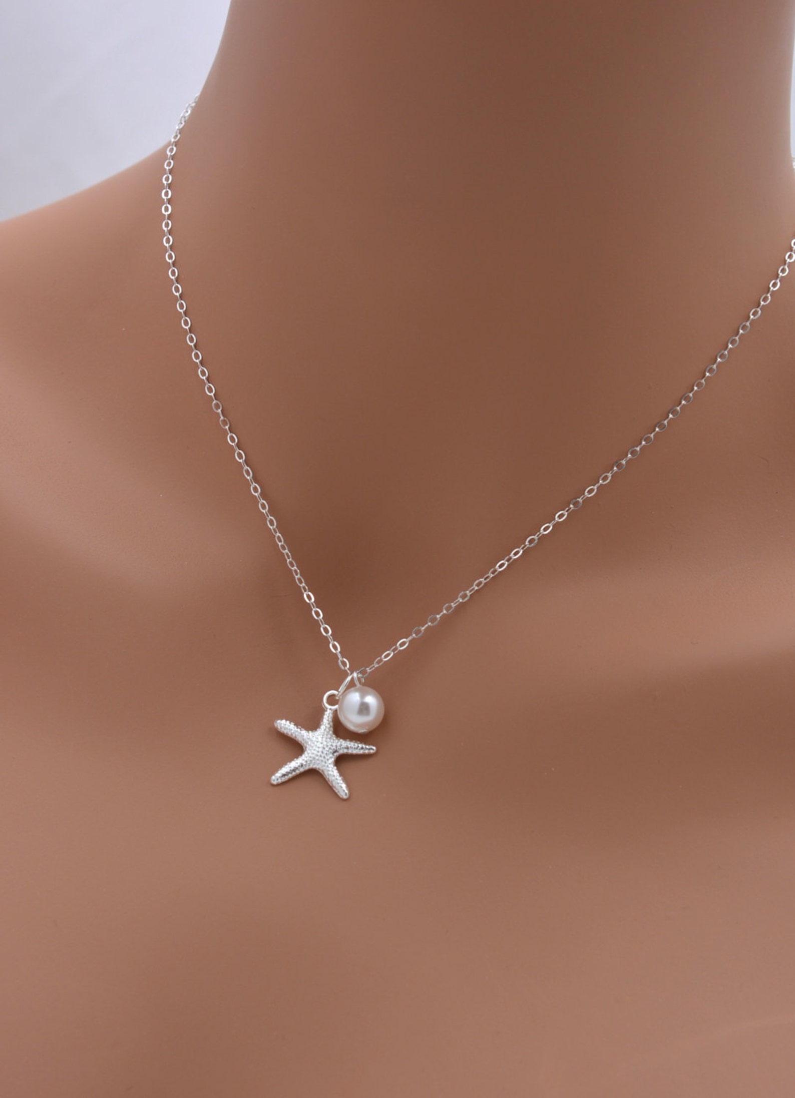 Set of 6 Bridesmaid Starfish Necklaces, Starfish Necklaces, 6 ...