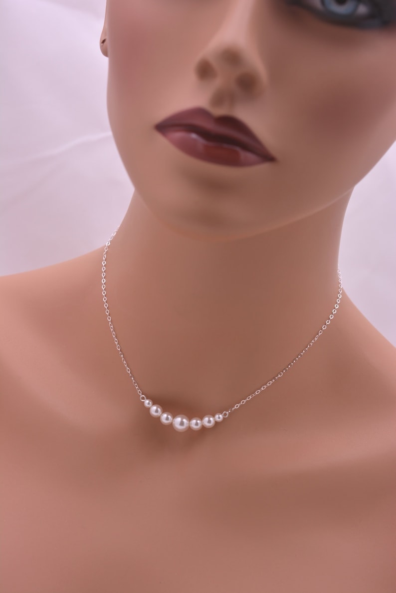 Set Of 6 Pearl Necklaces 6 Bridesmaid Pearl Necklaces 925 Etsy