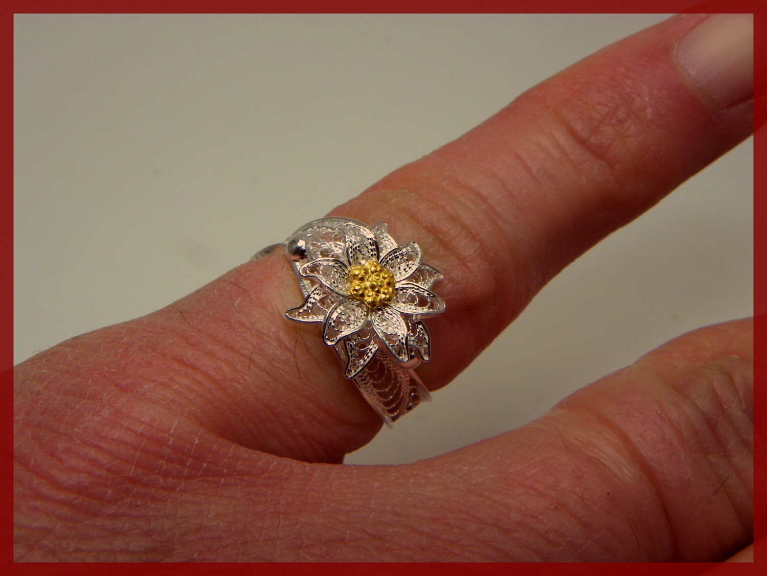 Edelweiss Ring Silver Filigree Handmade in Italy | Etsy