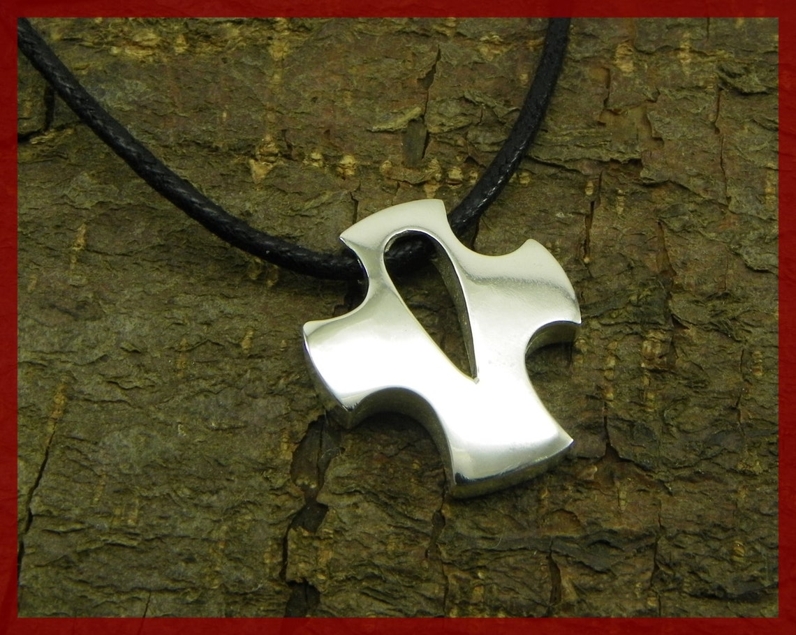 Hooked cross Pendant in 925 sterling silver | Etsy