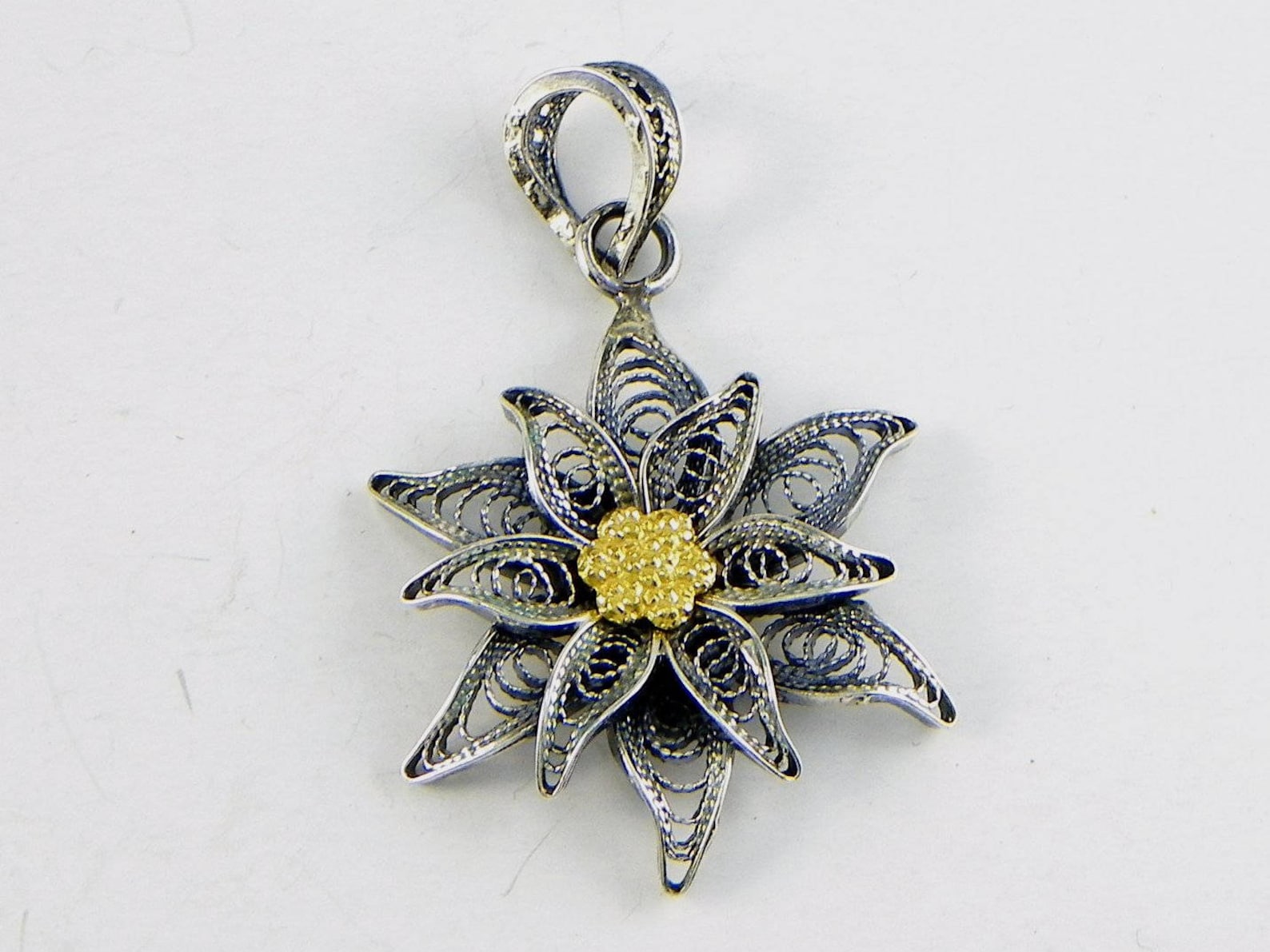 Edelweiss Pendant Silver Filigree Made in Italy Big Size - Etsy