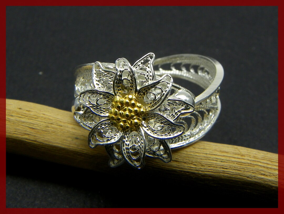 Edelweiss Ring , Silver Filigree Handmade in Italy - Etsy