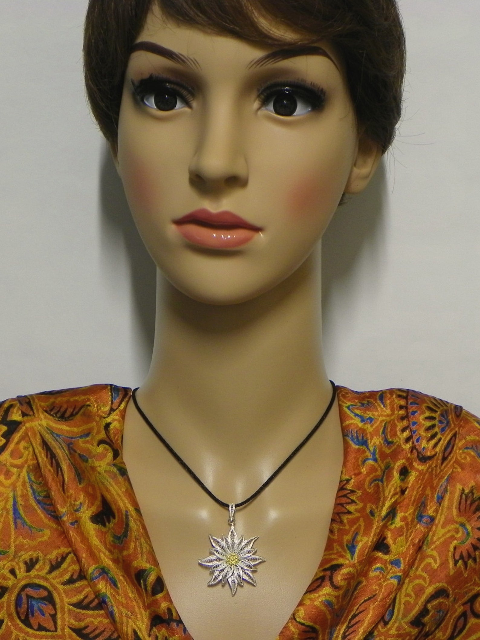 Edelweiss Pendant Silver filigree big size made in Italy | Etsy