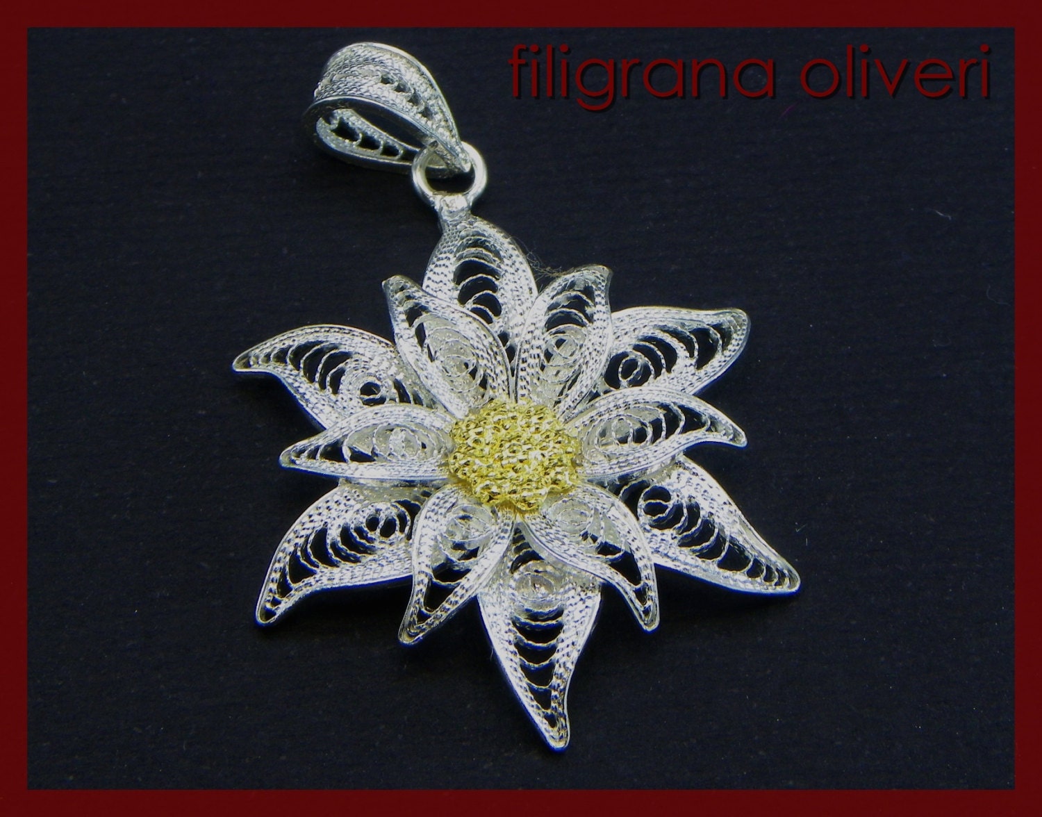 Edelweiss Pendant Silver Filigree Made in Italy | Etsy