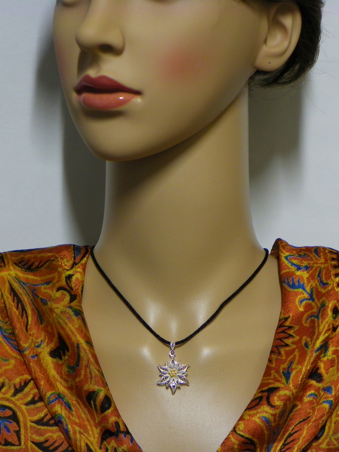 Edelweiss Pendant Silver Filigree Made in Italy Big Size - Etsy