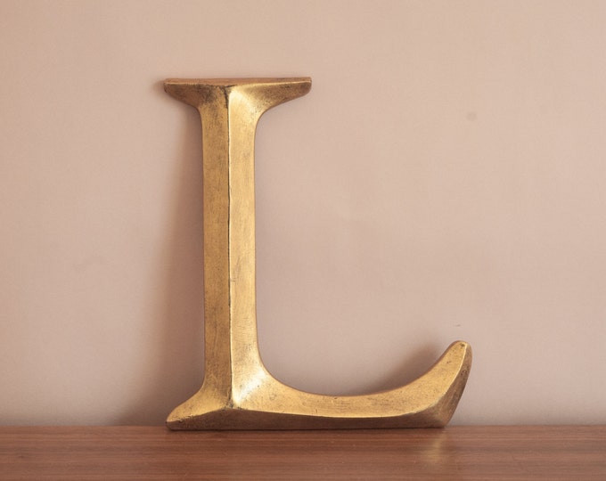 Gilded Wooden Letter L, Vintage Initial L, Wall Letter, Wall Hanging ...