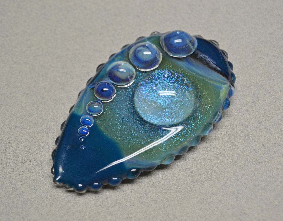 Handblown Glass Dichroic Galaxy and Dotwork Textured Paperweight ...
