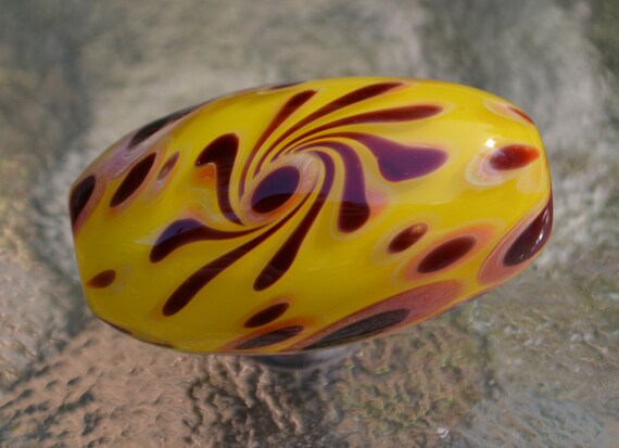 Handblown Glass Dotwork Tribal Pattern Focal Bead Brian | Etsy