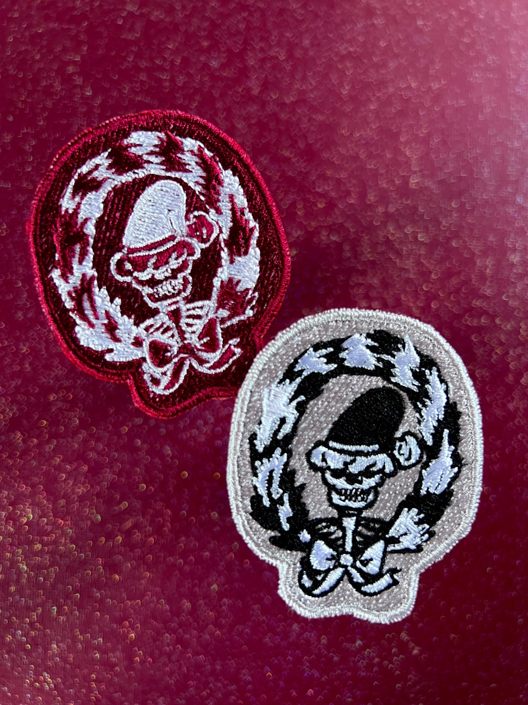Skeleton Wreath Embroidered Patch or Sticker Patch Embroidery,patches ...
