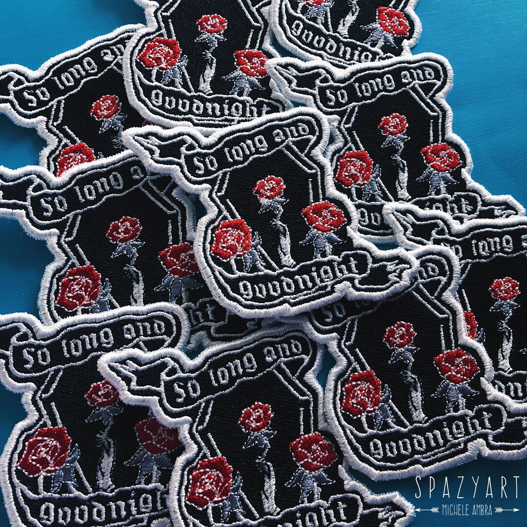 Goodnight Coffin Rose Embroidered Iron on or Sticker Adhesive Backed ...