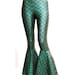 Youth Mermaid Bell Bottom Flares, Flared Holographic Mermaid Leggings ...