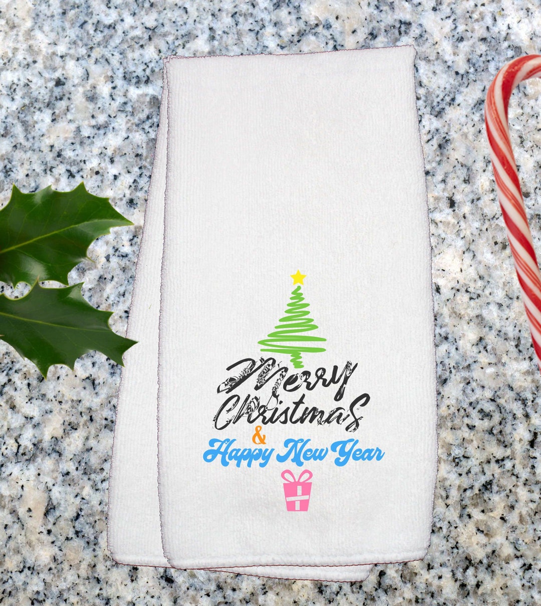 Merry Christmas Happy New Year Christmas Hand Towel Winter - Etsy