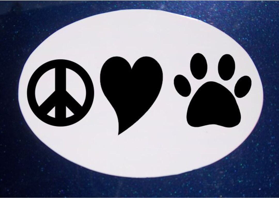 Peace Love Pets Car Magnet, Oval Car Magnet, Rescue Pet, Pet Magnet ...