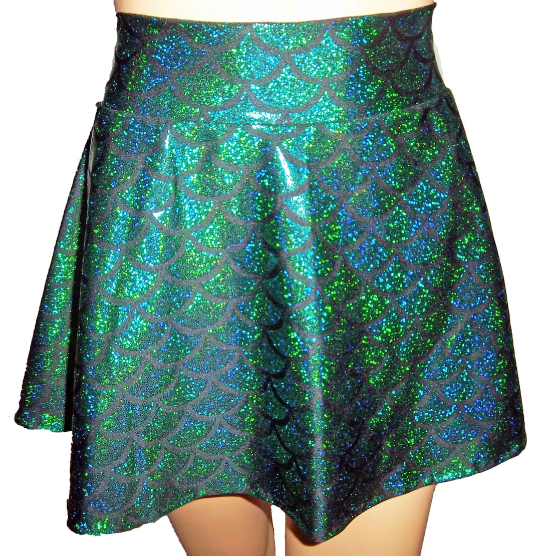 12" Mermaid Mini Skater Skirt, Festival Clothes, Mermaid Skirt, Mermaid ...