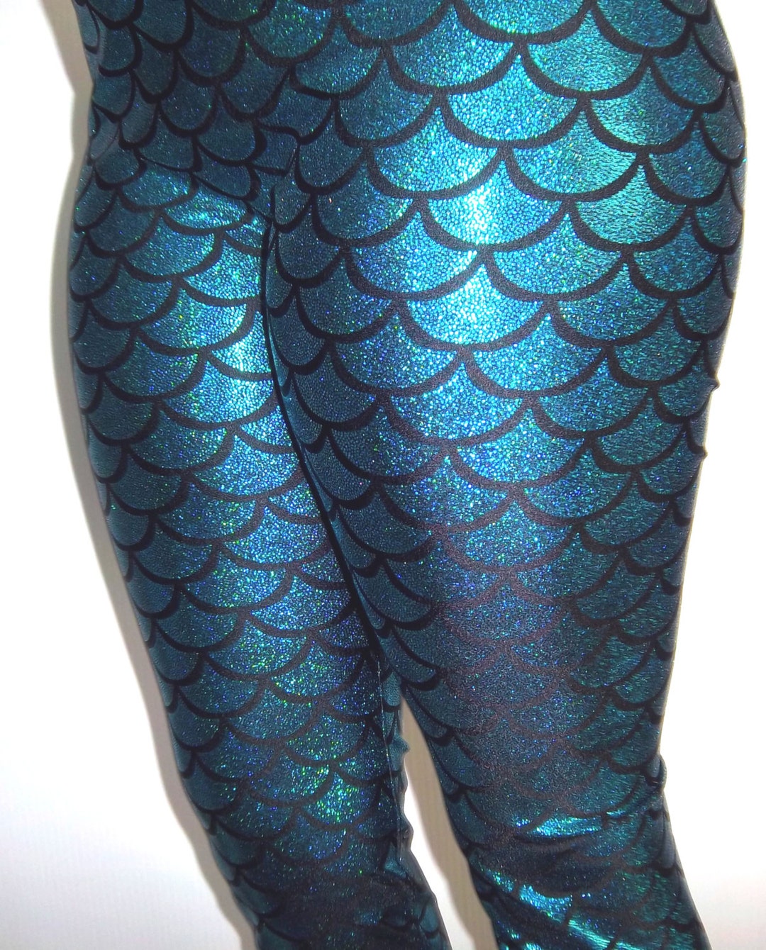 Holographic Turquoise Mermaid Meggings, Men's Pocket Leggings, Cosplay ...