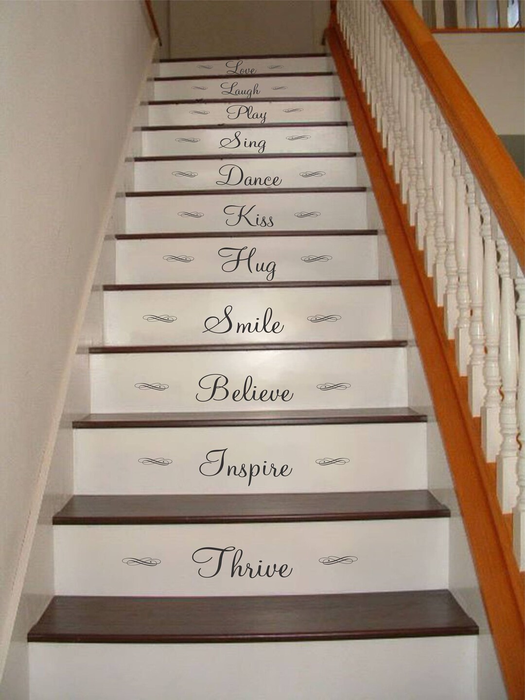 Love Laugh Play Stair Riser Decals, Stair Decals, Inspirational Stair ...