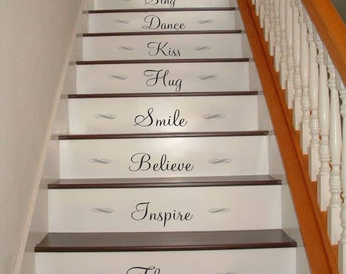 Love Laugh Play Stair Riser Decals, Stair Decals, Inspirational Stair ...