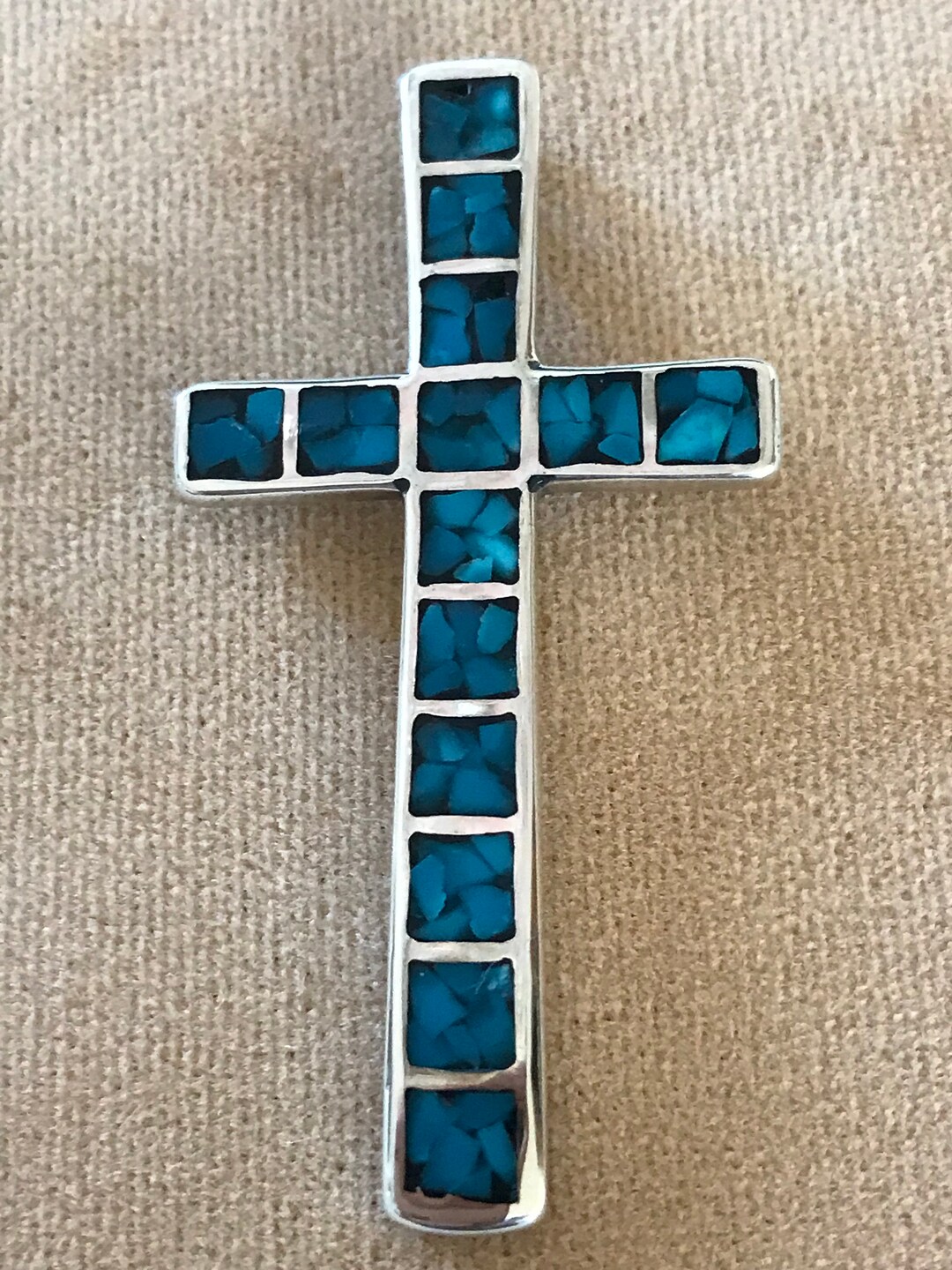 Navajo Sterling Silver Turquoise Cross Without Chain - Etsy