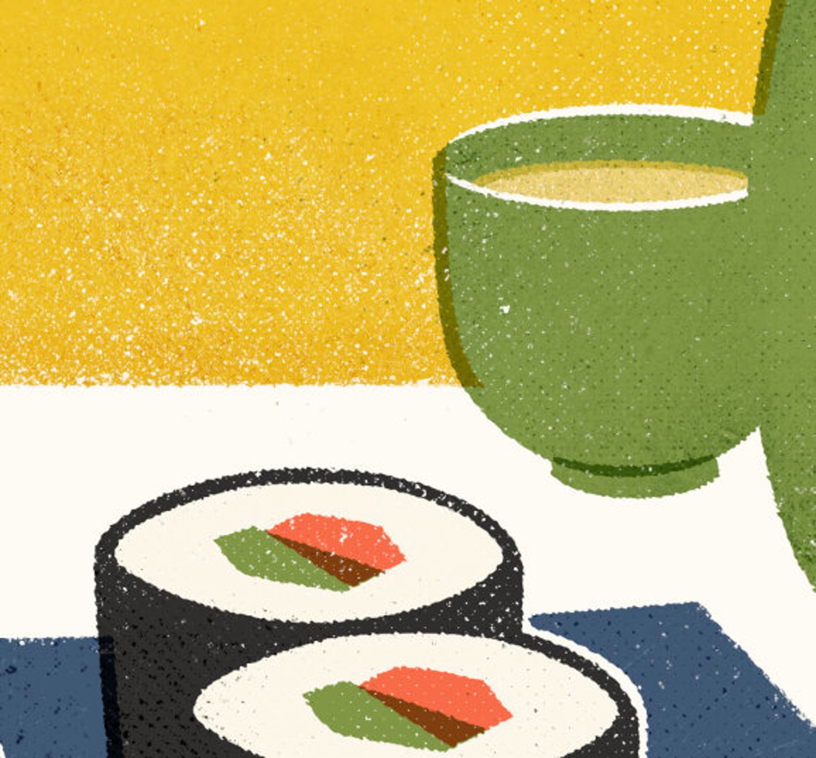 Kitchen Art - Sushi and Sake - Food Illustration, Sushi Bar, Sashimi ...