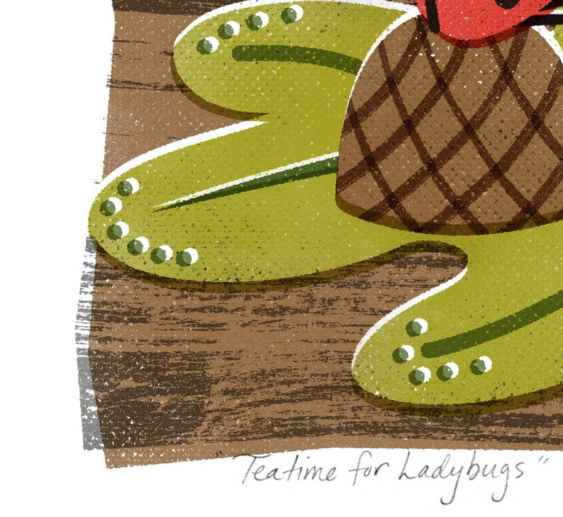 Teatime Fo Ladybugs - Bug Poster Series - Ladybug Illustration, Kid's ...