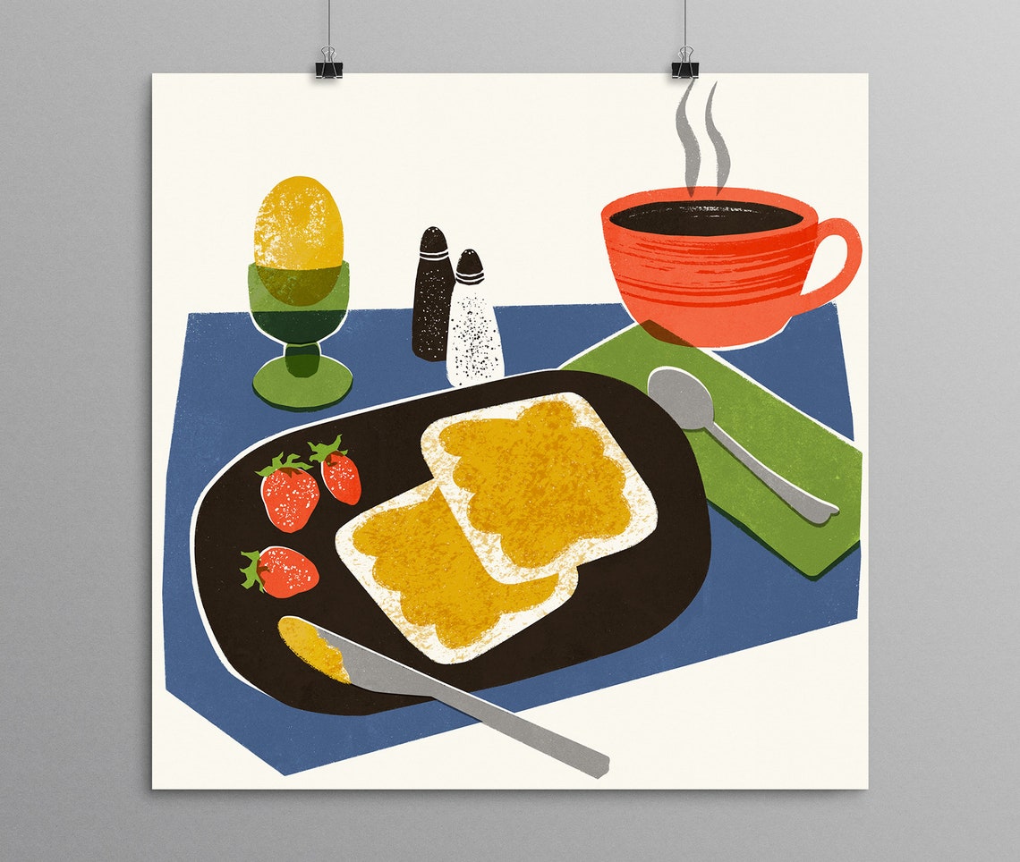 Still Life Art - Breakfast Scene - Mid Century Modern, Food Art ...