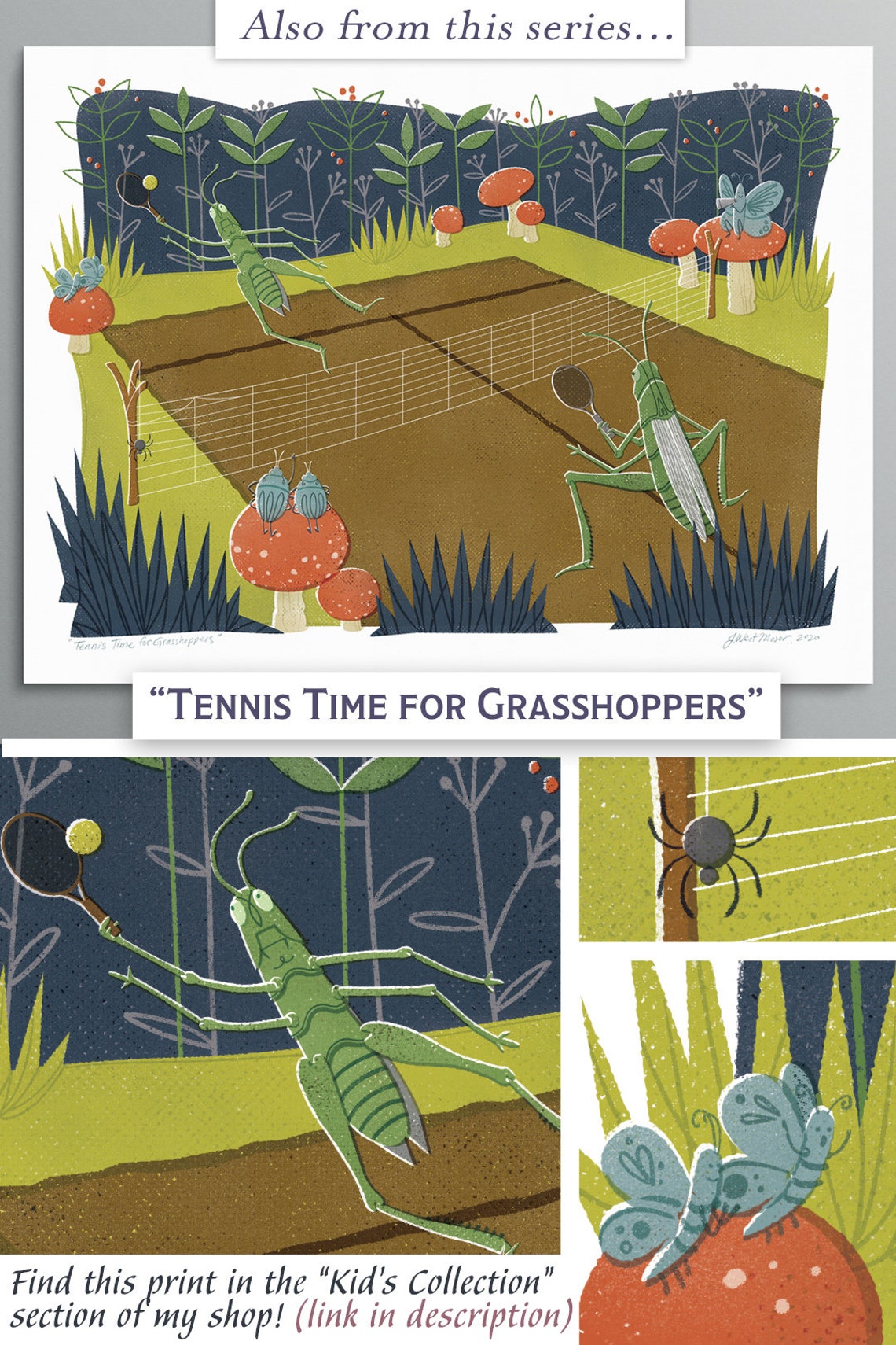 Teatime Fo Ladybugs Bug Poster Series Ladybug Illustration, Kid's Room ...