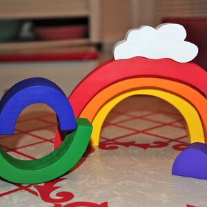 Rainbow Cloud Stacker, Wooden Toy / Waldorf & Montessori Inspired Toy ...