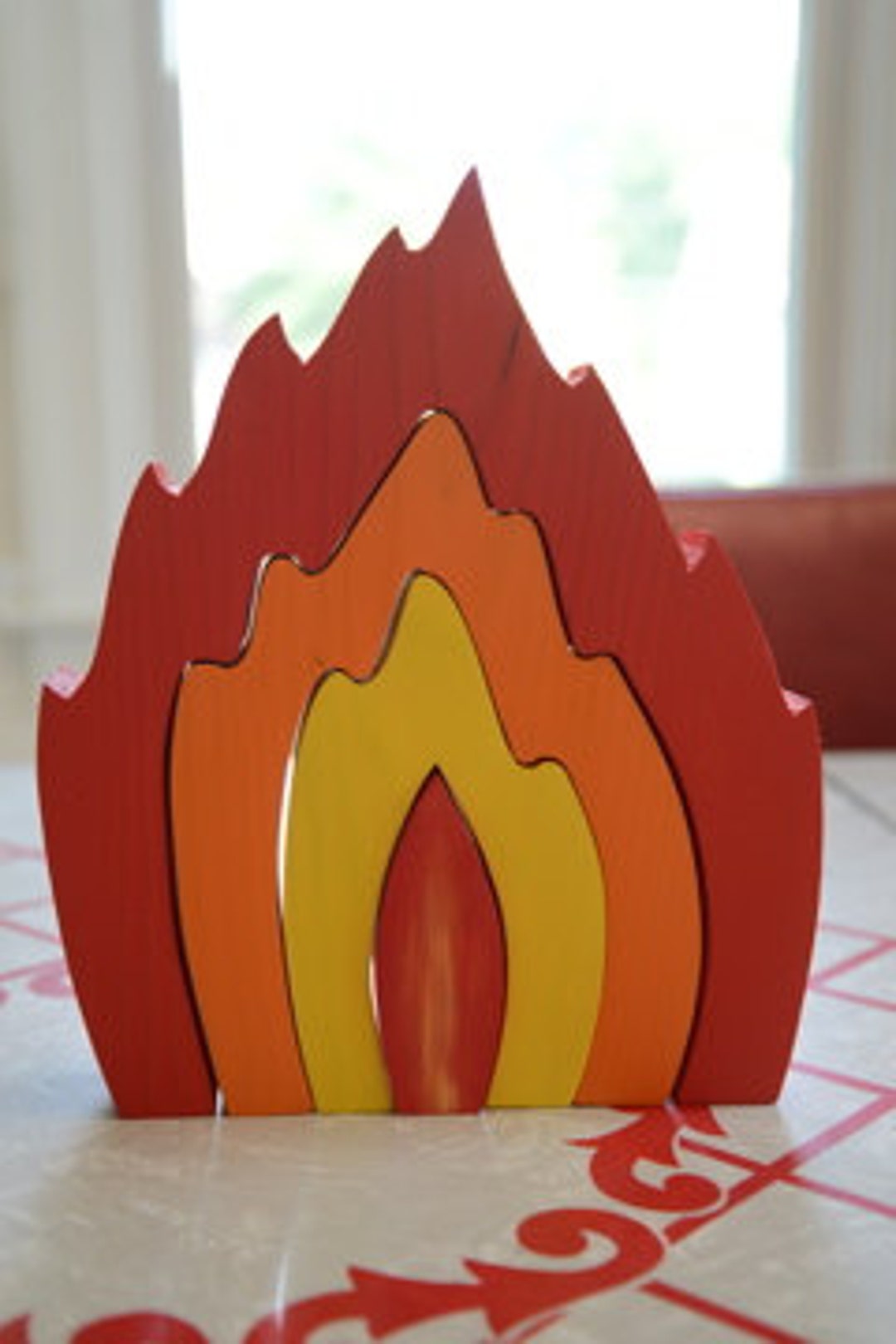 LARGE FIRE STACKER Set Wooden Elements Nesting Stacking Toy, Fire ...