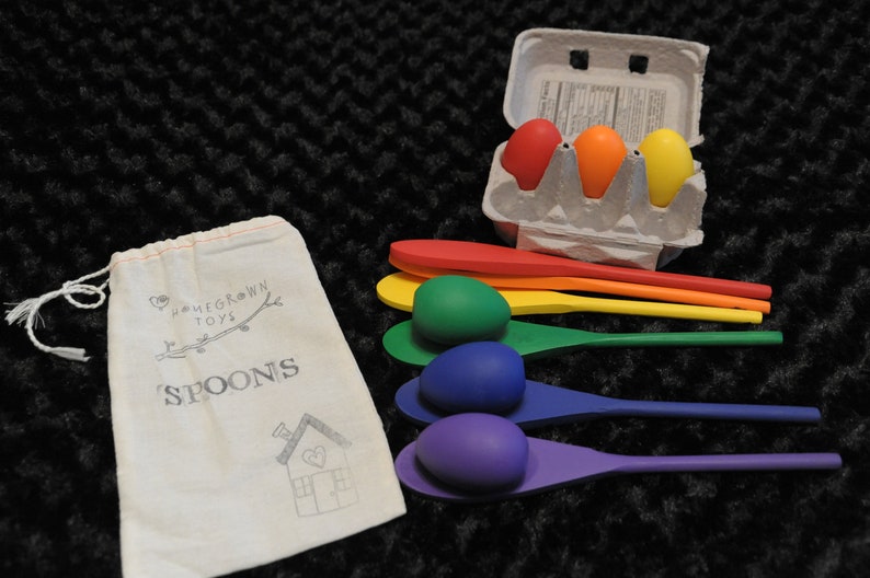Wooden Rainbow SPOONS onlyfor Spoon & Egg Balancing Game - Etsy