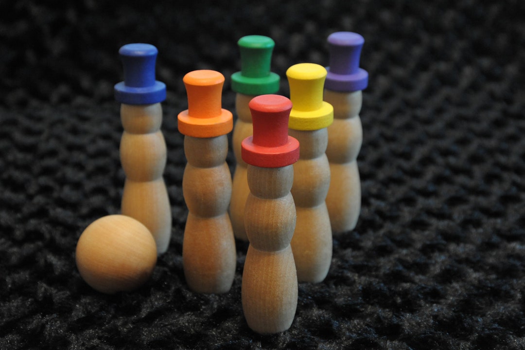 Wooden Rainbow SNOWMAN Bowling Set - Waldorf, Montessori Toddler Toy - Etsy