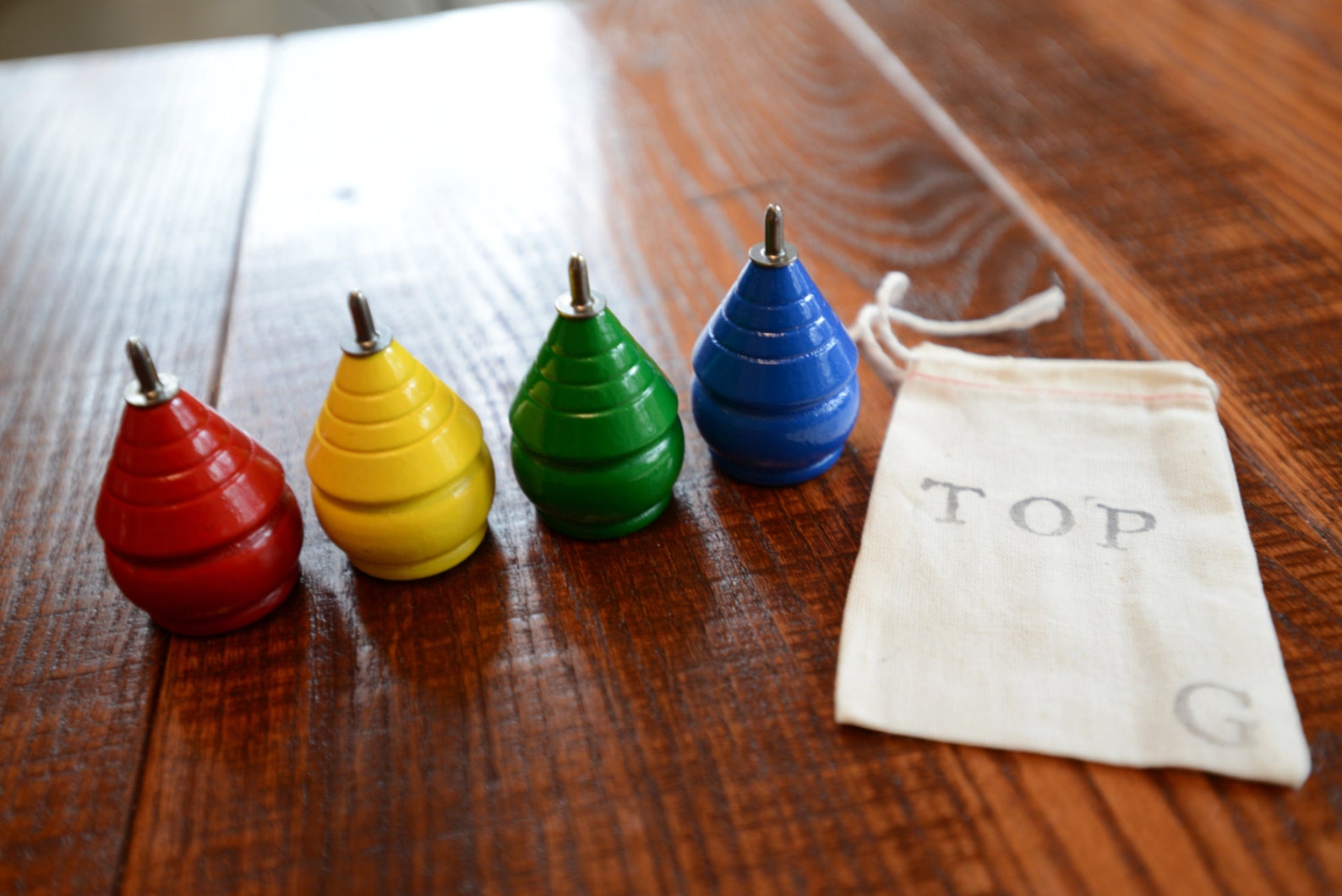 SET of 4 Classic Trompo Wooden Wood Spinning Top Size About 3 - Etsy