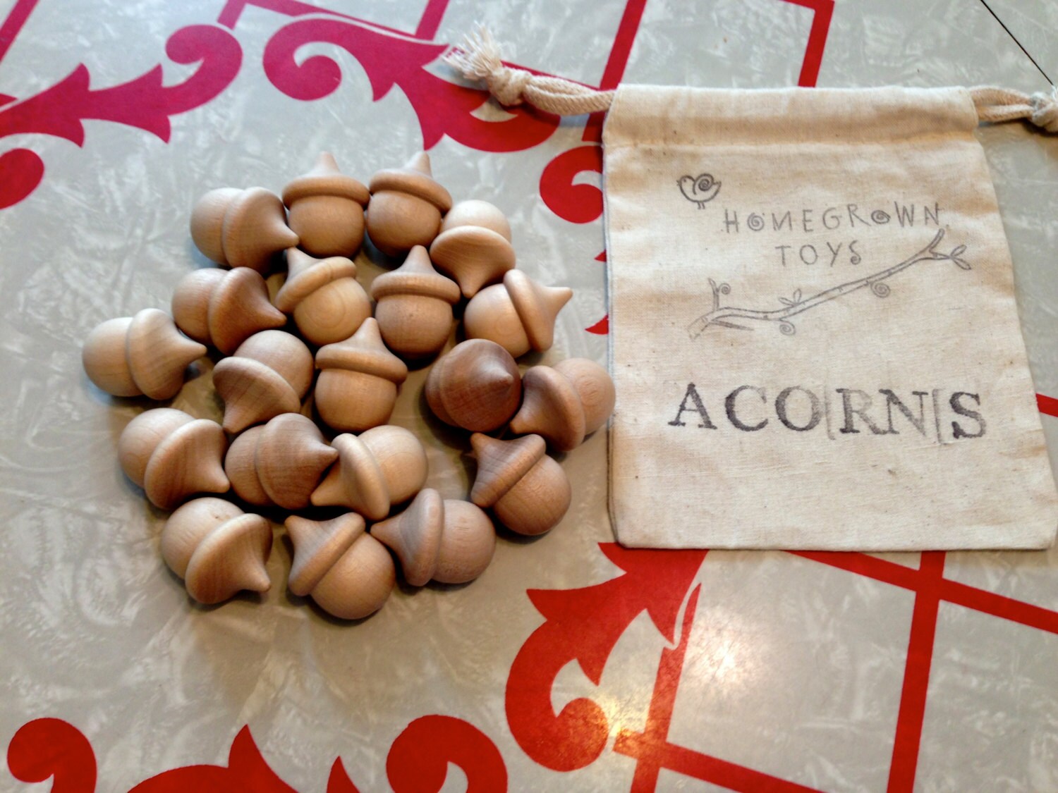 20 Wooden Acorns Unfinished or With Natural Beeswax Finish - Etsy