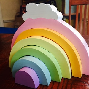 Rainbow Wooden Sorting Bowls Educational Montessori Waldorf | Etsy