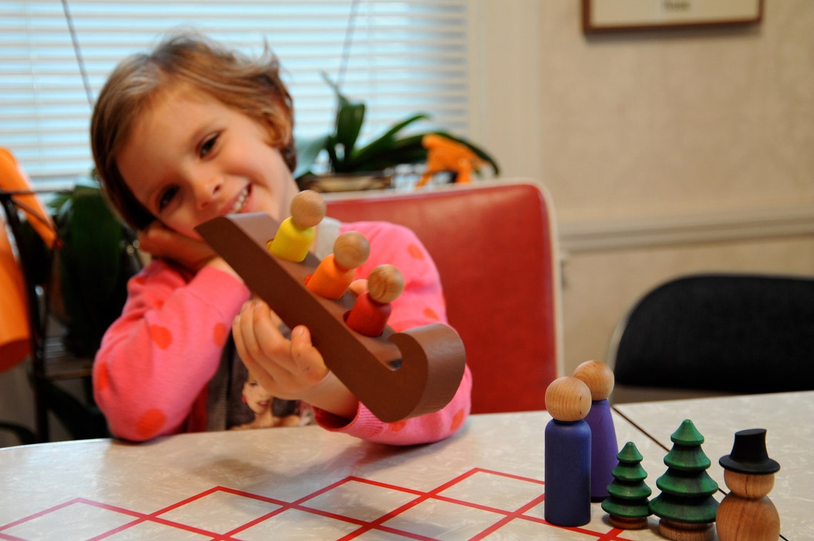 Winter Sledding Rainbow Family Montessori and Waldorf - Etsy