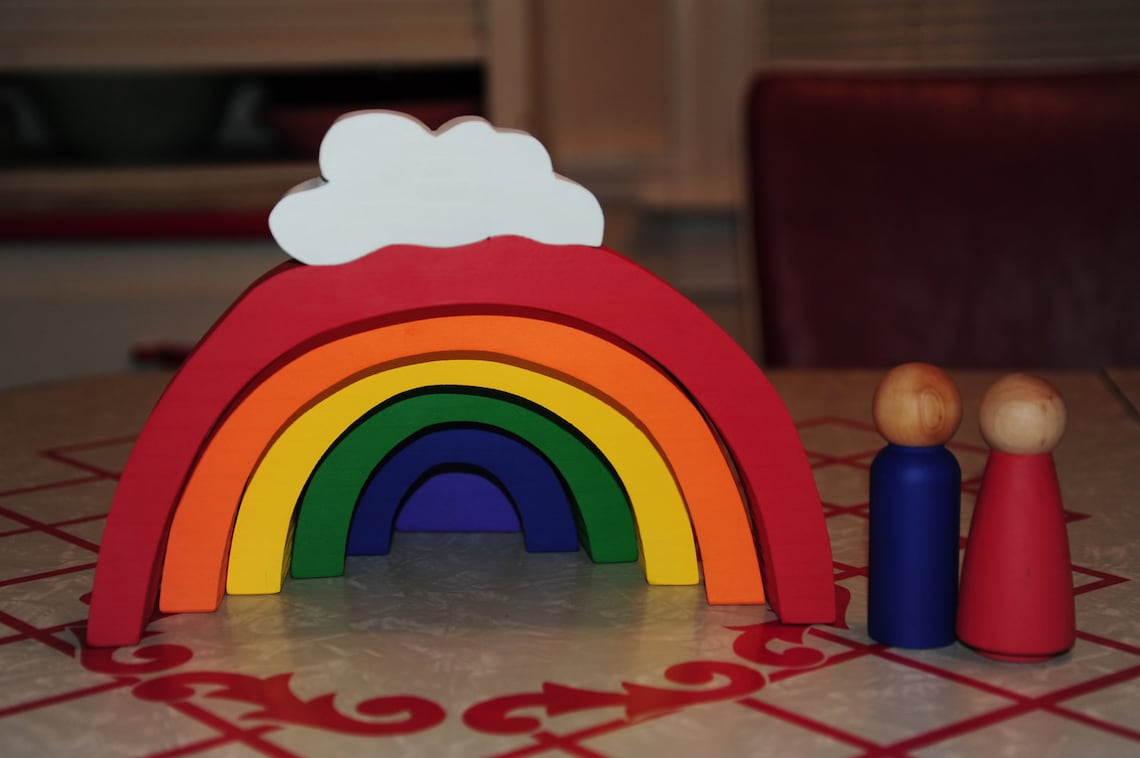Rainbow Cloud Stacker Wooden Toy / Waldorf Toys - Etsy