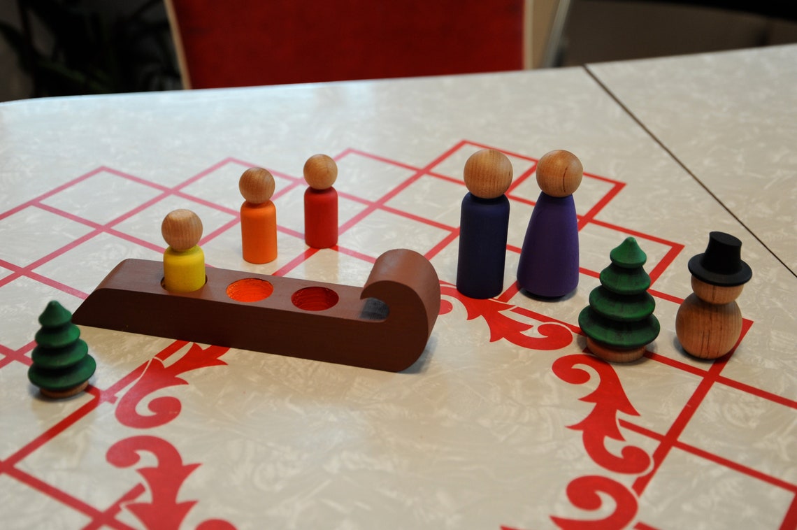 Winter Sledding Rainbow Family Montessori and Waldorf - Etsy