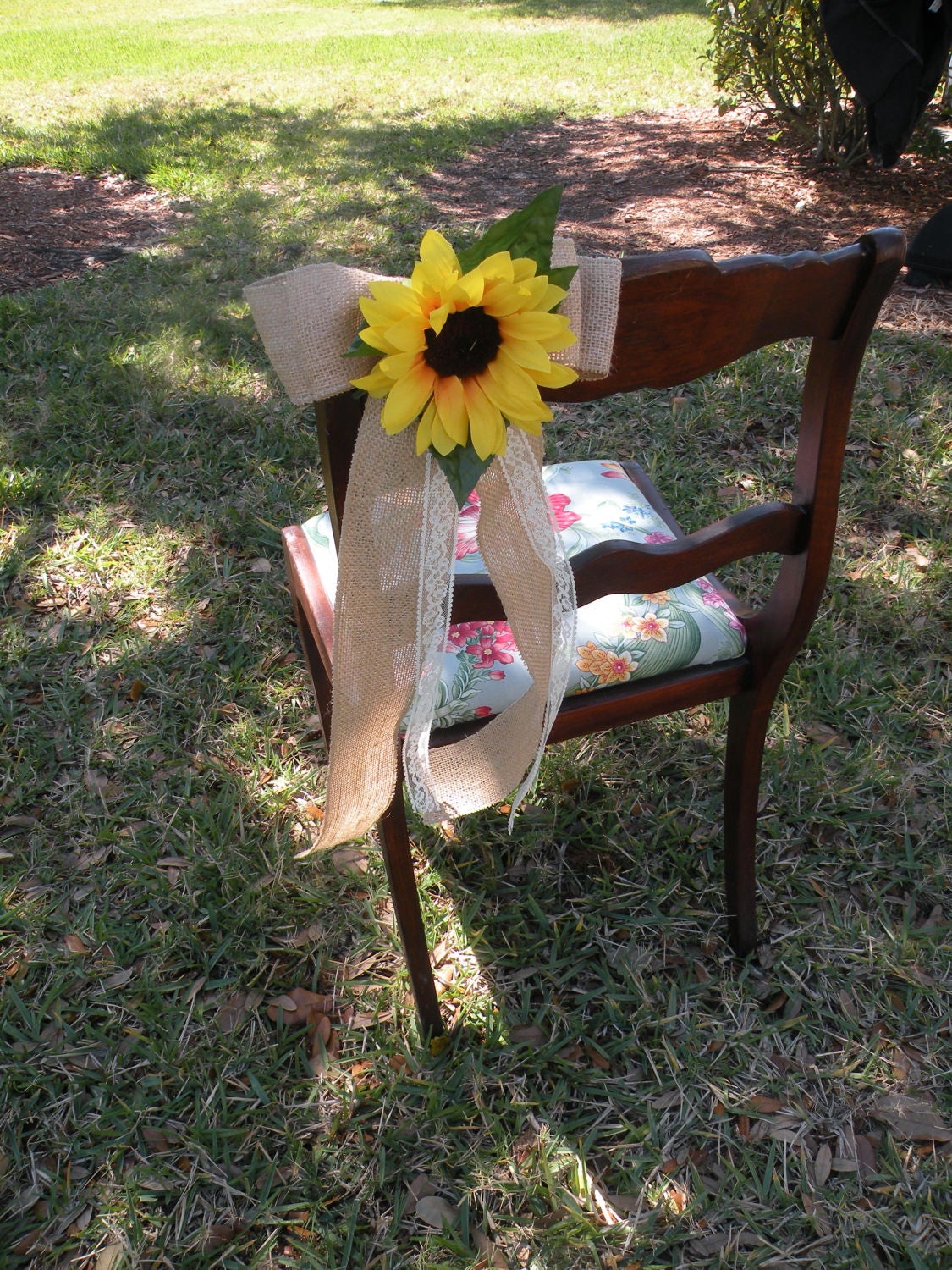 BURLAP SUNFLOWER and LACE Pew Bows Set of 8 Chair Decoration Chair Sashes Etsy