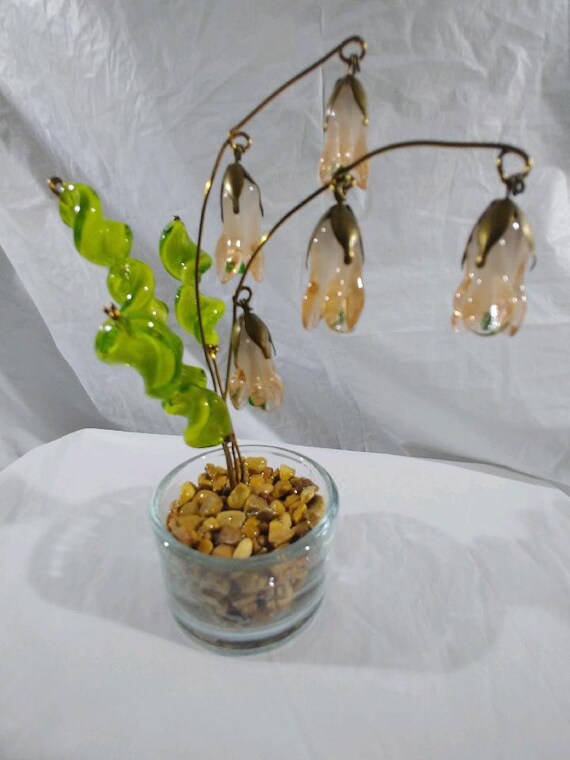 Handcrafted Glass Bell Flowers pink White Yellow Amber - Etsy