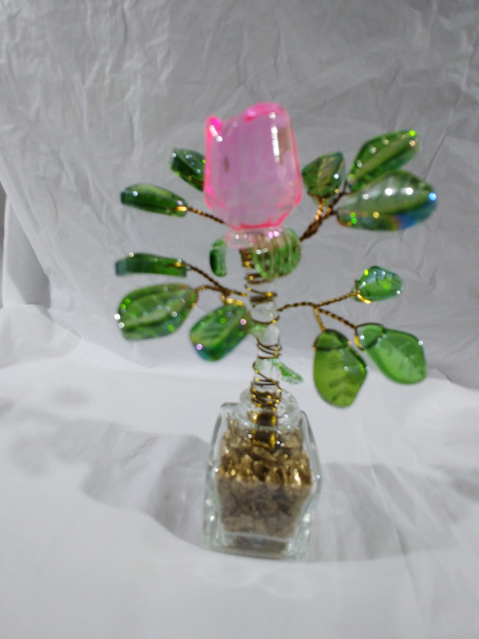 Pink Glass Rose in Glass Vase - Etsy