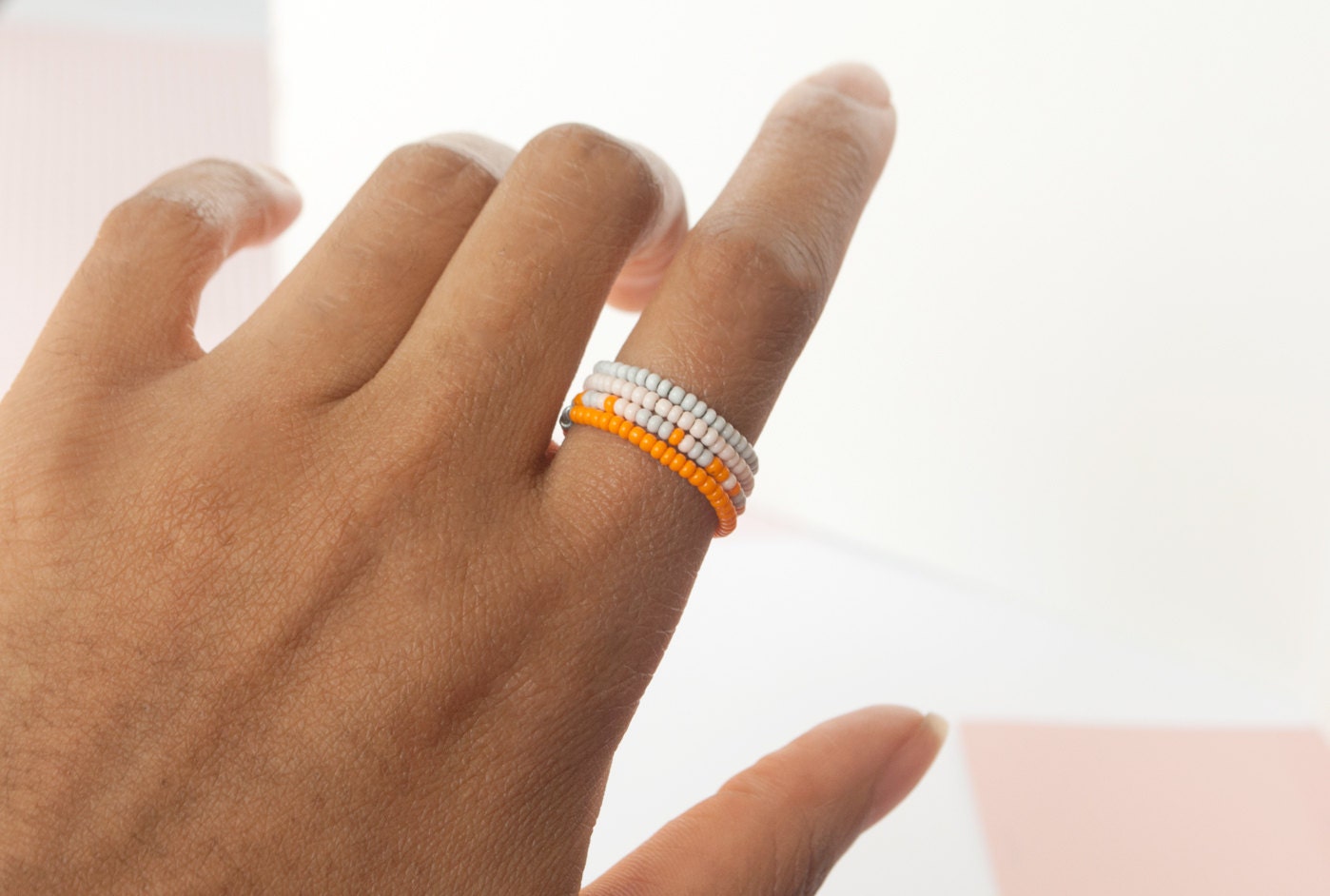 Handmade Monochromatic Beaded Stacking Ring Set of Four - Mother's Day ...