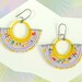 Colorful Geometric Beaded Fan Earrings With Yellow and Lavendar - Etsy
