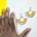 Colorful Geometric Beaded Fan Earrings With Yellow and Lavendar - Etsy