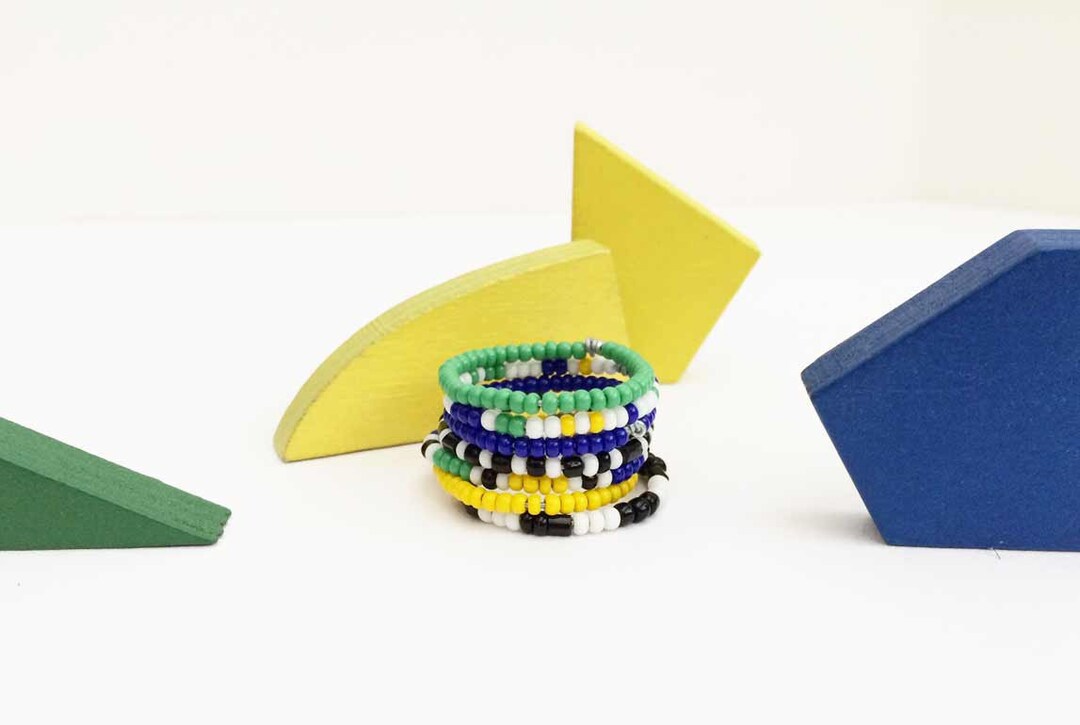 Bold Color Block Beaded Stacking Rings / Handmade Knuckle Ring Set of ...
