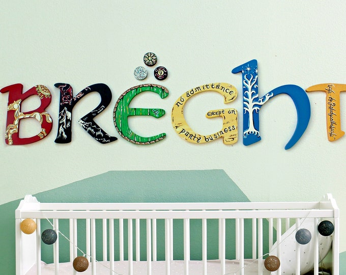 Middle Earth Painted Letters Hobbit Nursery Letters Wizard - Etsy