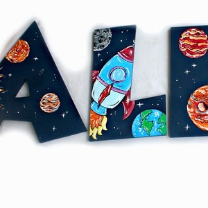 Outer Space Painted Wood Letters, Solar System Nursery Room Decorative ...