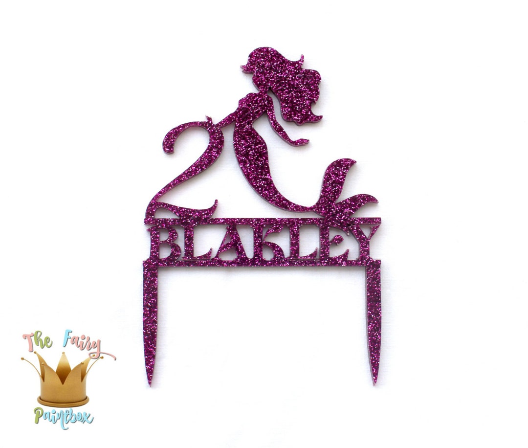 Purple Glitter Custom Mermaid Cake Topper, Purple Mermaid Cake ...