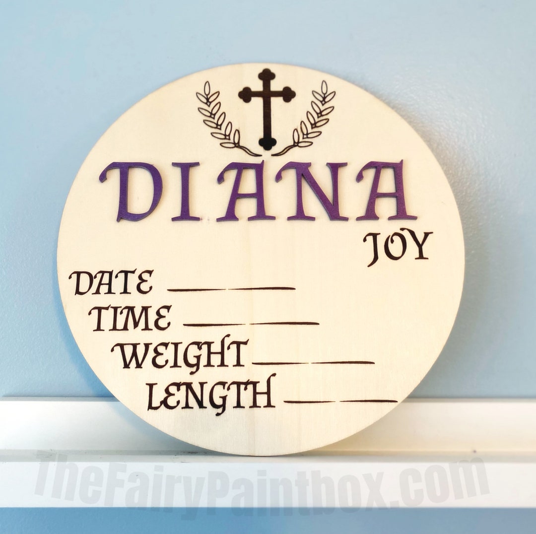Religious Birth Stat Sign, Personalized Christian Birth Announcement ...