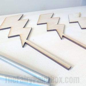 Lightning Bolt Cake Topper, Unfinished Wood Lightning Bolt Cupcake ...