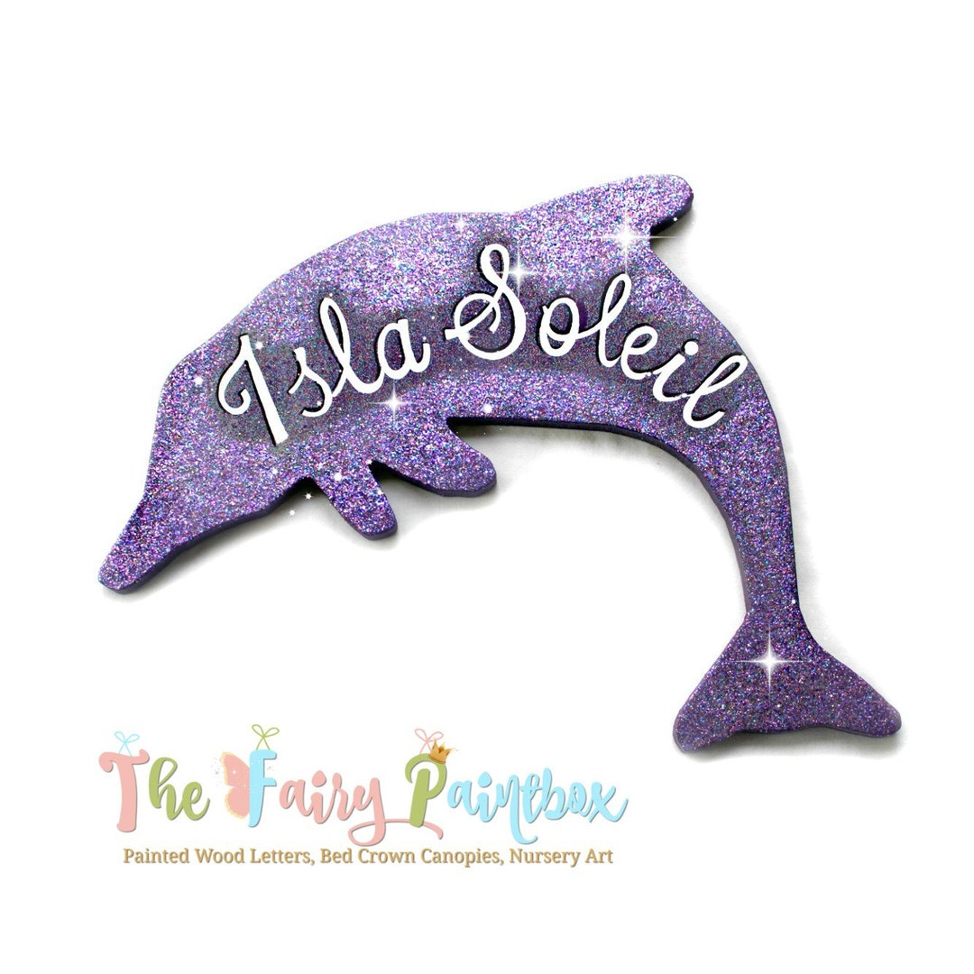 Personalized Dolphin Sign - Glitter Dolphin Nursery Room Name Sign ...