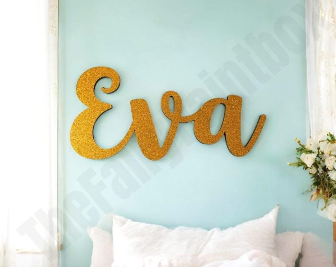 Gold Glitter Painted Nursery Letters, Gold Nursery Theme, Nursery Name ...